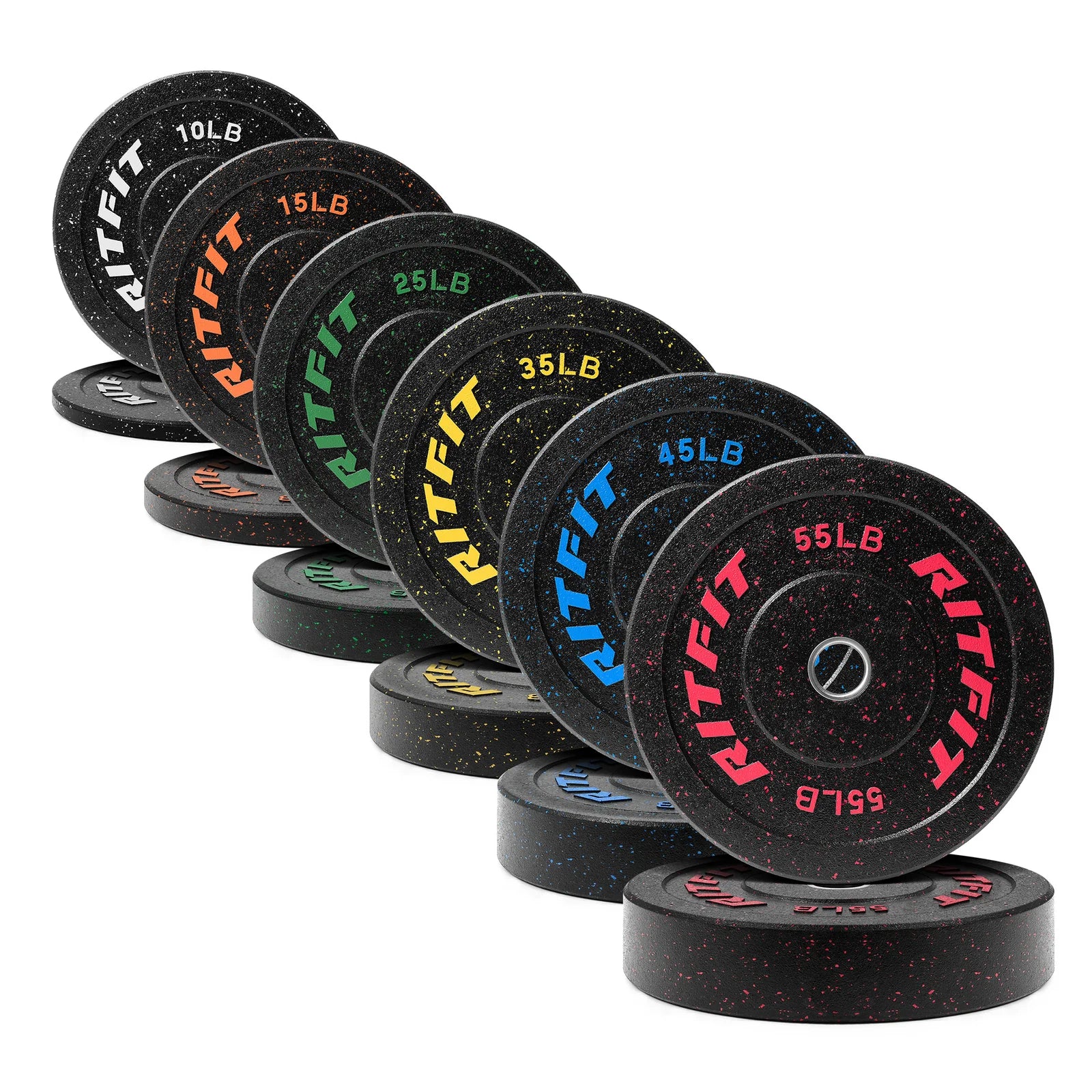 RitFit Fleck Bumper Plates 2-Inch Olympic Rubber Weight Plates ...
